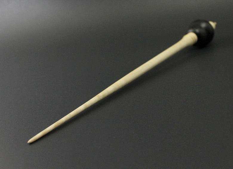 Bird bead spindle in Indian ebony and curly maple (RESERVED for Eva ...